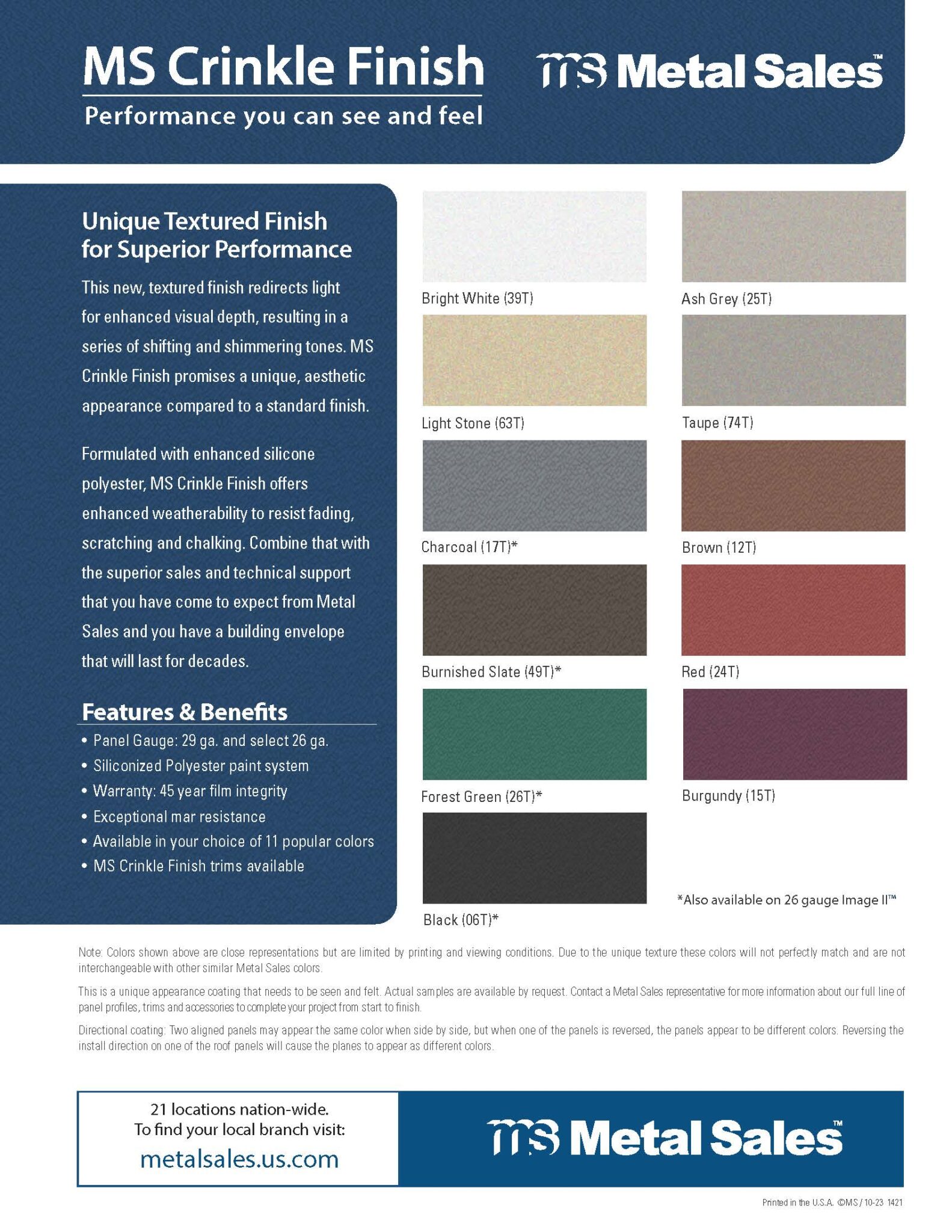 Color Charts & Color Guides | Metal Sales | Roofing Manufacturer