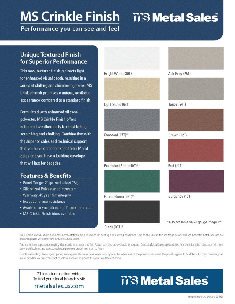 Color Charts & Color Guides | Metal Sales | Roofing Manufacturer