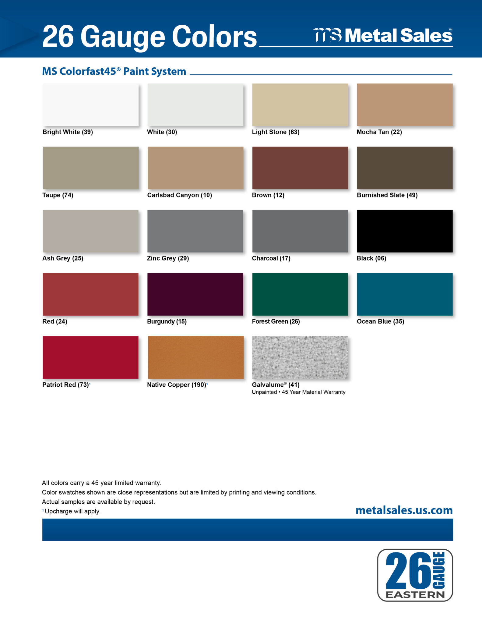 Color Charts & Color Guides | Metal Sales | Roofing Manufacturer